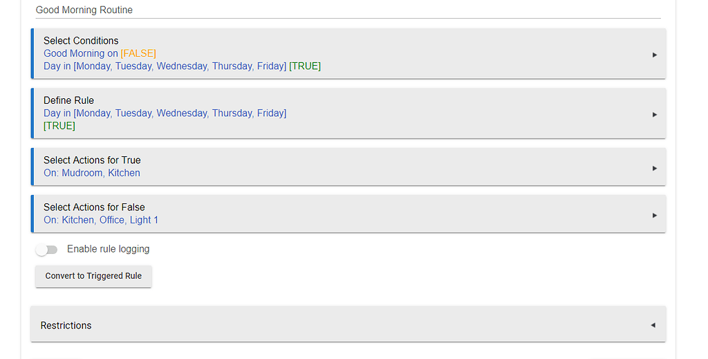 Trigger lights on specific days with virtual switch - 📐 Rule Machine® - Hubitat
