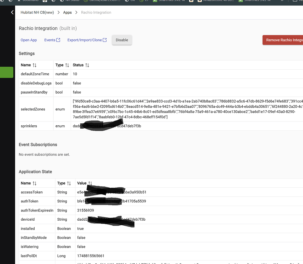Built in rachio integration broken - Apps - Hubitat