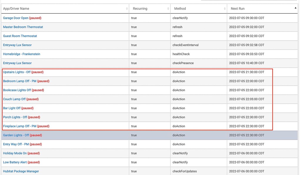 Disabled rules still showing scheduled? - All things Rule Machine - Hubitat