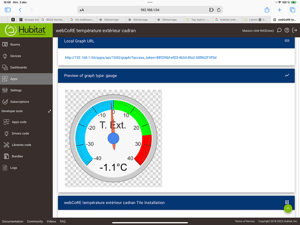 Gauge Graph only displays positive temperatures - webCore - Hubitat