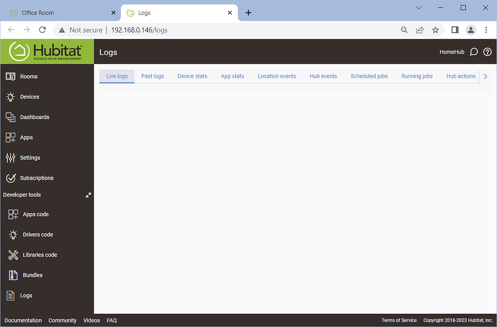 [Bug Report] Live Logs tab keeps going blank - 📢 Feedback - Hubitat