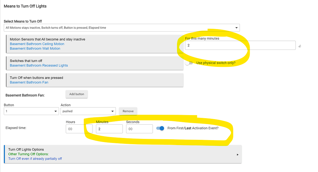 What is the difference for turn off options in Room Lighting? - Apps ...