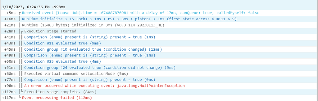webCoRE piston error java.lang.NullPointerException - 🛎️ Get Help - Hubitat webCoRE piston error java.lang.NullPointerException - 🛎️ Get Help - Hubitat