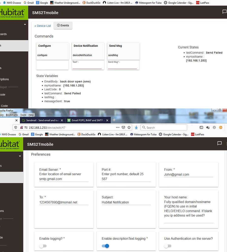 Need help with Sendmail - 🧰 Built-In Apps and Drivers - Hubitat