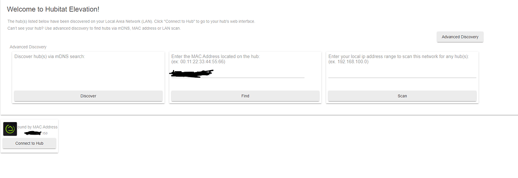 Can't find hub - Novice Help - Hubitat