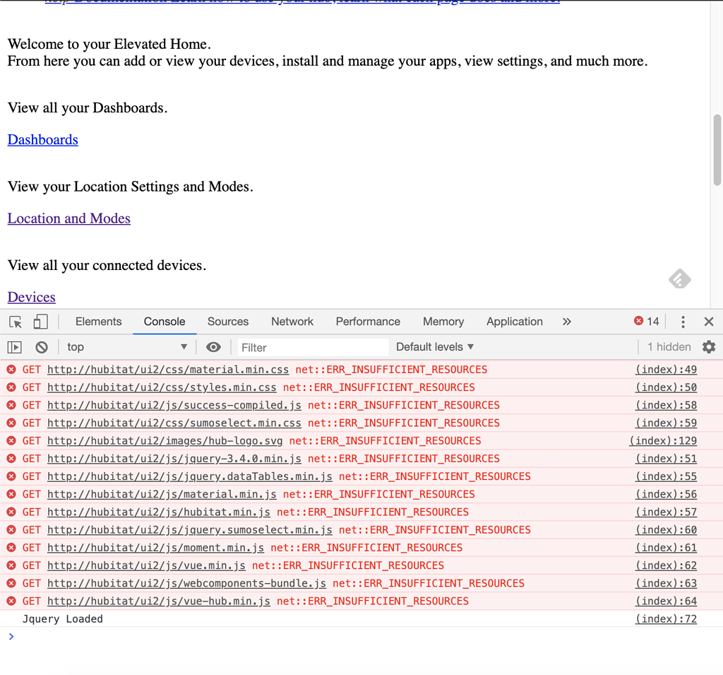 UI slow/unresponsive, getting net::ERR_INSUFaFICIENT_RESOURCES from hub ...