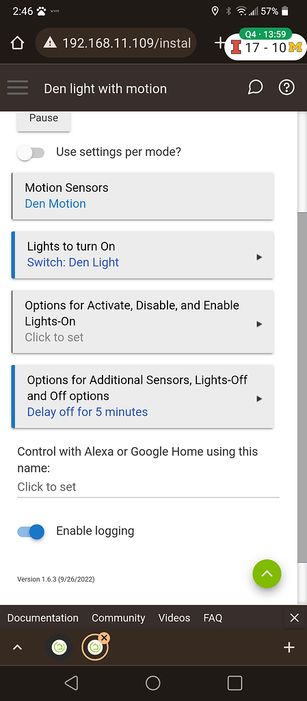 One instance of Motion lighting working erratically - Apps - Hubitat