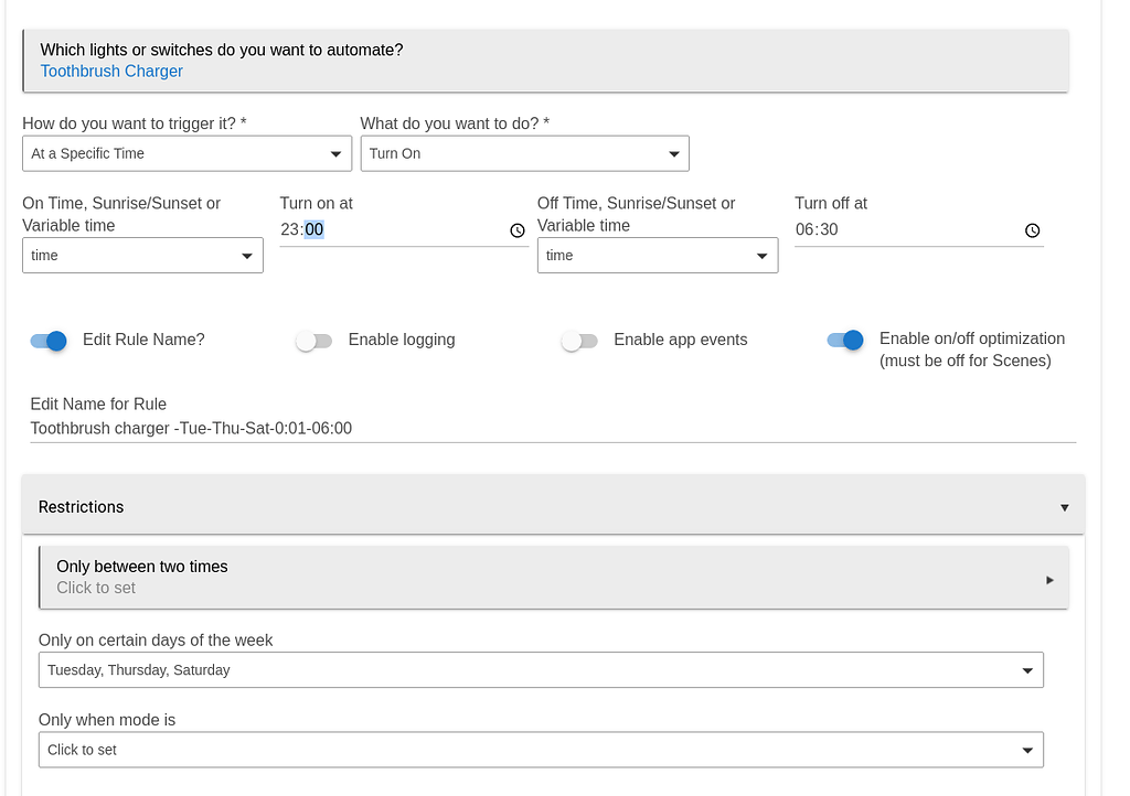 [SOLVED] Simple automation rule overnight - 🧰 Built-In Apps and Drivers - Hubitat
