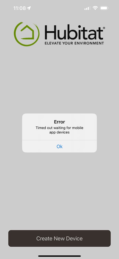 Timed out waiting for mobile app devices - 🛎️ Get Help - Hubitat