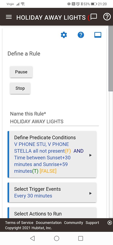 Predicate no motion for a certain time - 📐 Rule Machine® - Hubitat