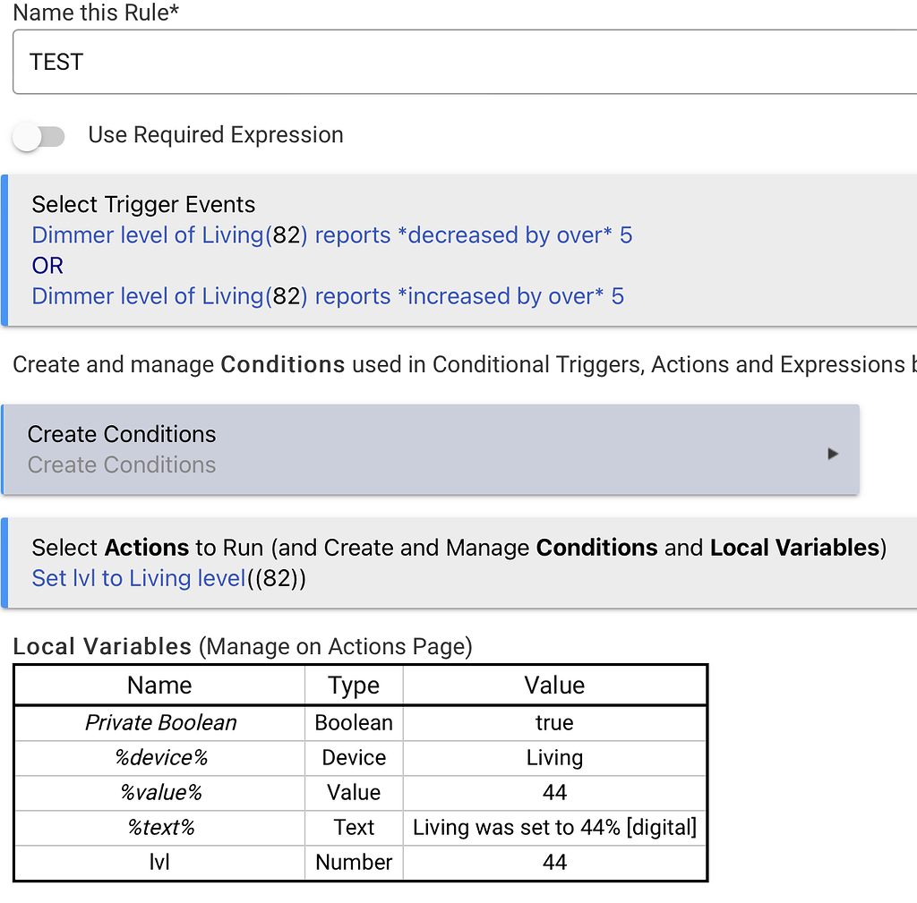 Dimmer level increase or decrease "by over" trigger not working correctly - 📐 Rule Machine ...
