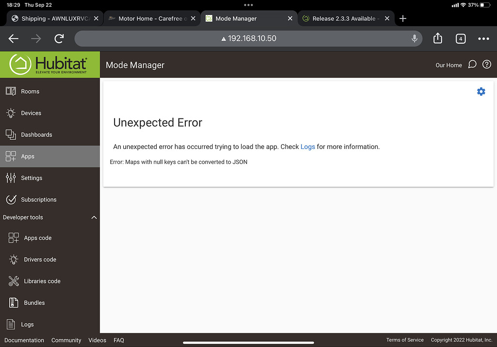 Error importing mode manager from legacy - 🛎️ Get Help - Hubitat