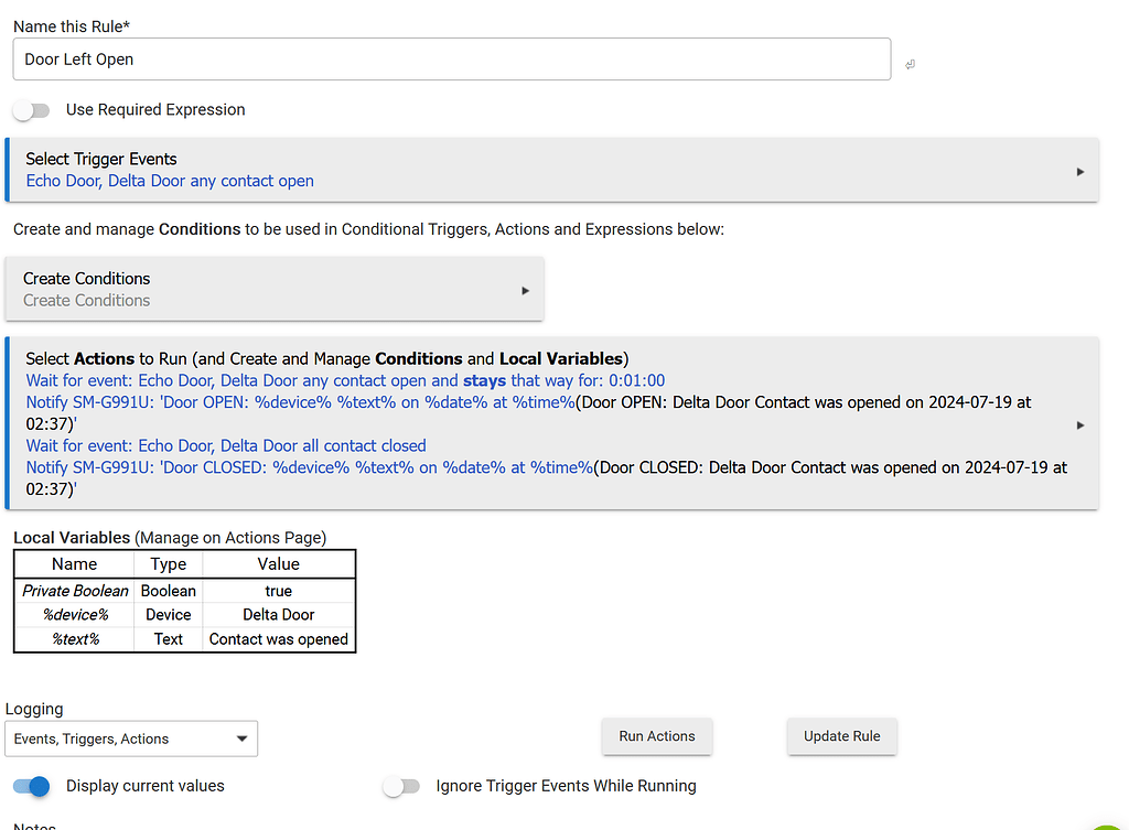 Door Left Open -- Troubleshooting - 📐 Rule Machine® - Hubitat
