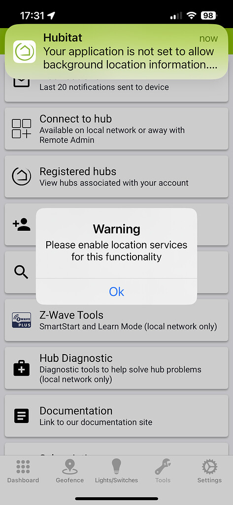 How do I disable geofence alerts in iOS? - 🛎️ Get Help - Hubitat