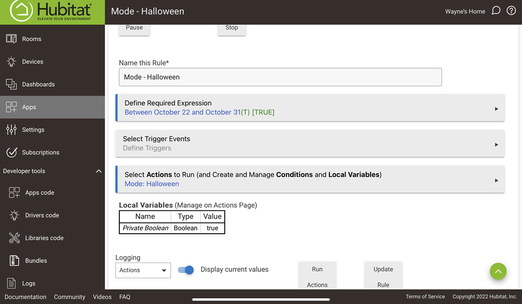 Mode Change - 🛎️ Get Help - Hubitat