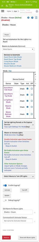 Room Lighting - Disable Activation Issue - Apps - Hubitat