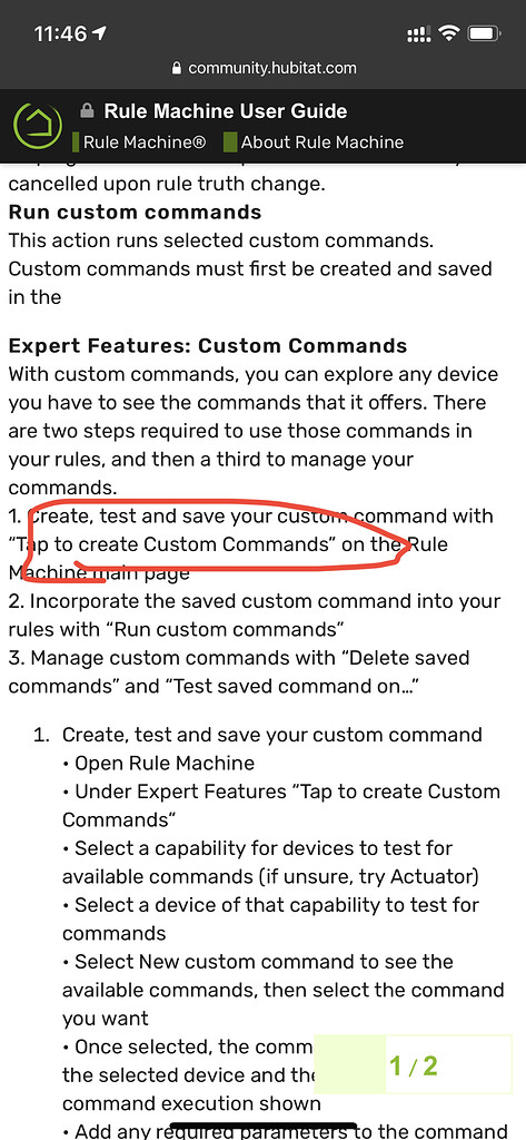 How to run custom device command - 📐 Rule Machine® - Hubitat