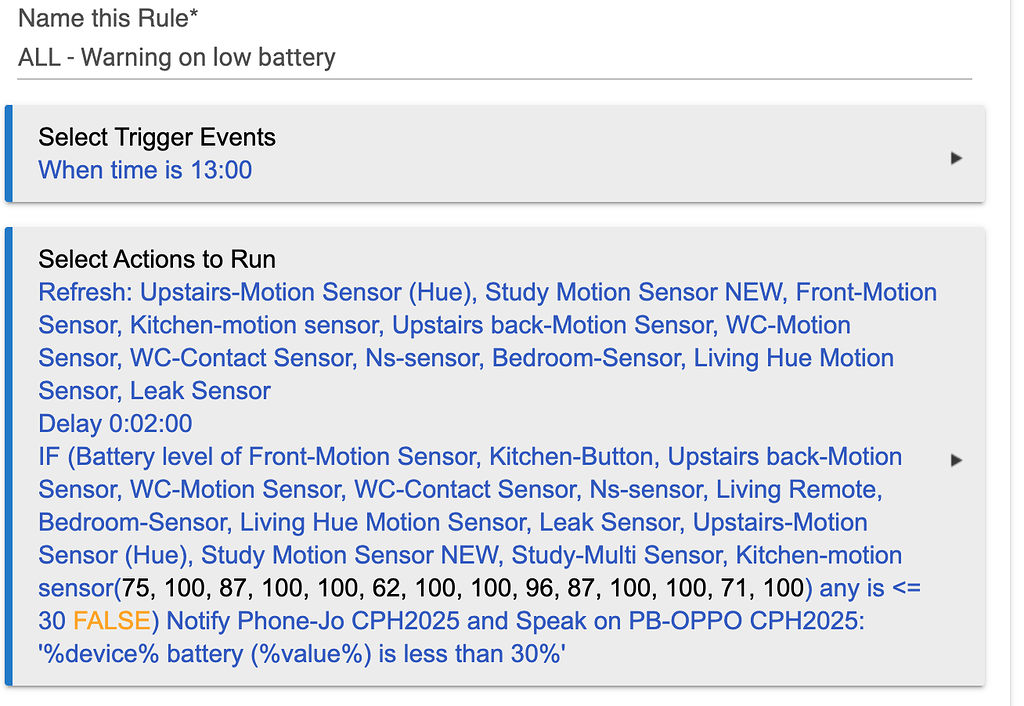 Low Battery Warning with Refresh Beforehand - Custom Monitoring Rules - Hubitat