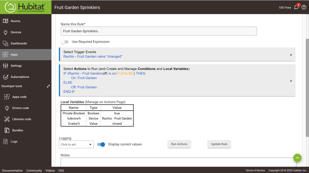 Sprinkler Checks and Balances - 📐 Rule Machine® - Hubitat