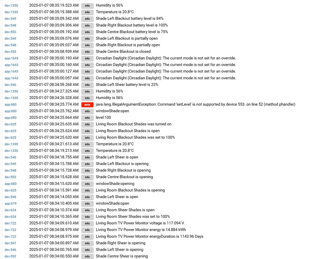 Error causing one of three shades not to open - 🛎️ Get Help - Hubitat
