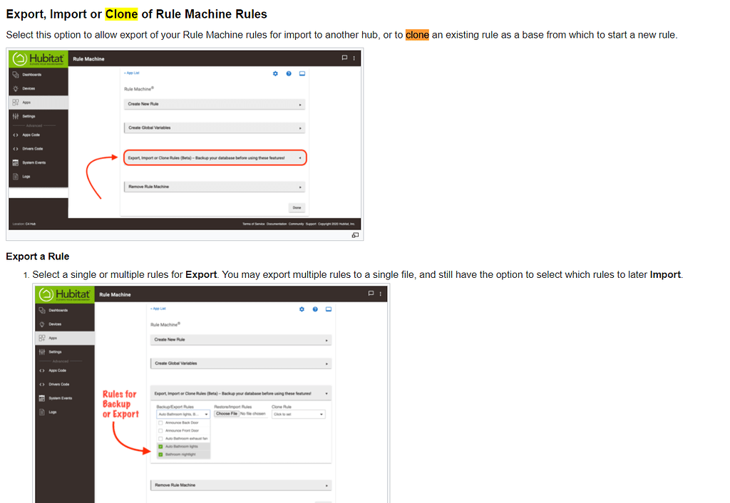 What happened to the 'Export, Import or Clone of Rule Machine Rules'? - 📐 Rule Machine® - Hubitat
