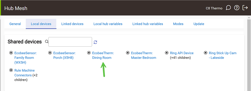 Hub Mesh missing item - Integrations - Hubitat
