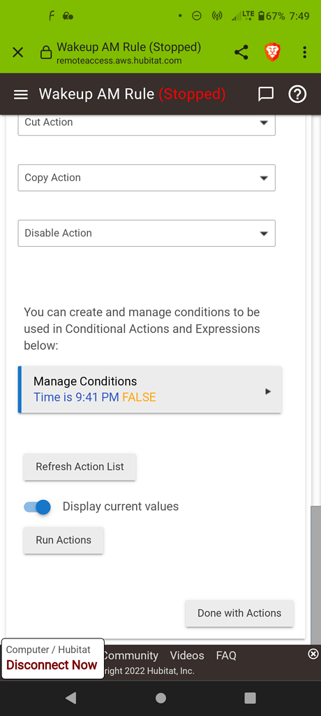 Help with a rule Wakeup routine - 📐 Rule Machine® - Hubitat