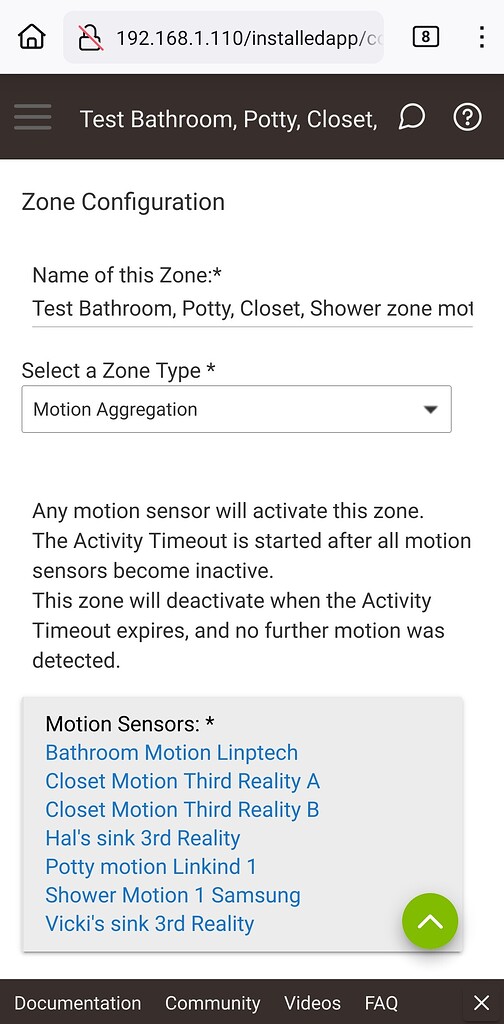 Zone motion zones not appearing for simple automation - Apps - Hubitat