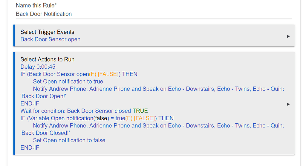Back door notification if left open for longer than 45 seconds [SOLVED] - 📐 Rule Machine® - Hubitat