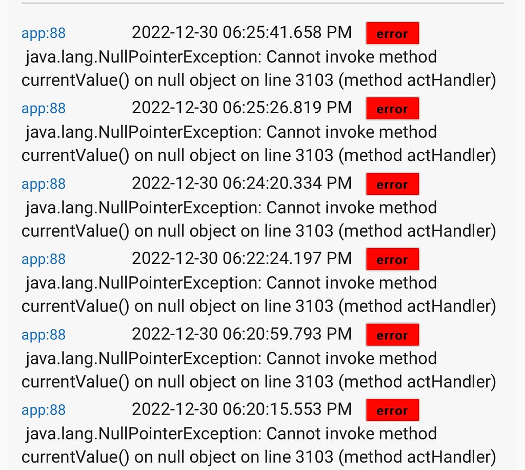 Rm Erroring Apps Hubitat
