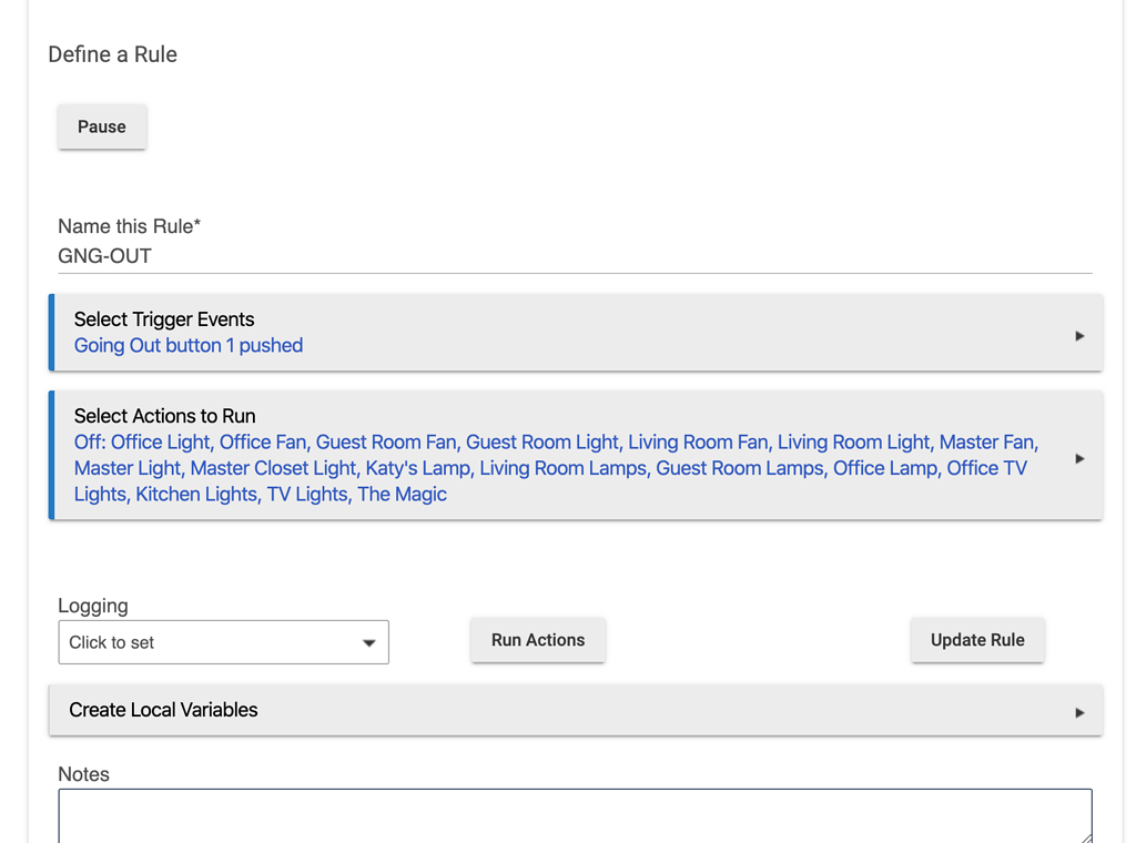 Virtual Button to turn off switches and dimmers - 📐 Rule Machine® - Hubitat