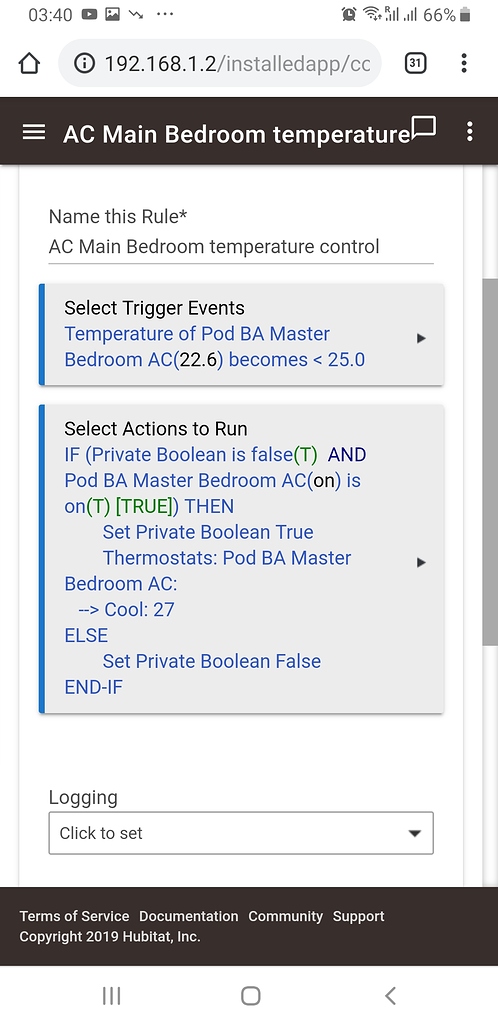 Sensibo active temperature control - 📐 Rule Machine® - Hubitat