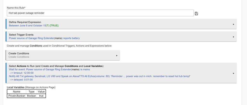 Power outage notification reminder - Rules Examples - Hubitat