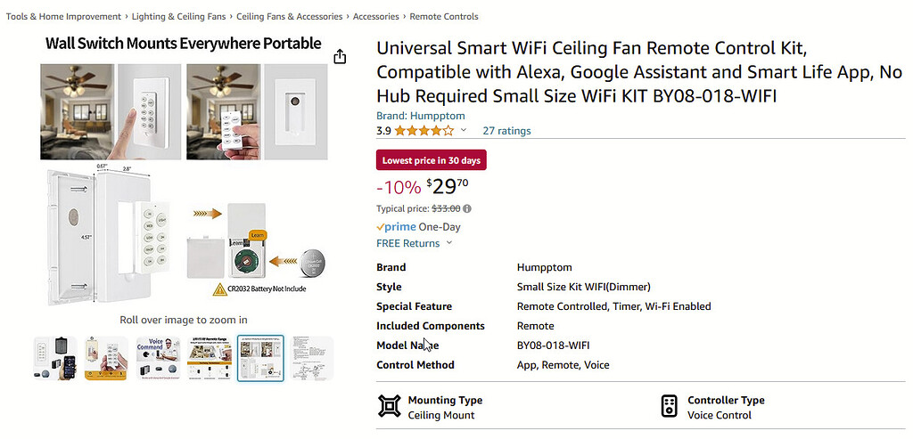 Alexa controlled fan/light remote ...will i be able to see state ...