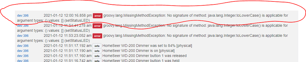Homeseer HS-WD200 MissingMethodException error when attempting to setStatusLED - 🛎️ Get Help ...