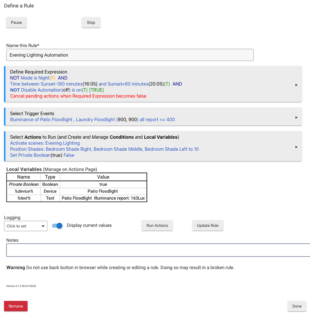 Run Rule Once...is it setup properly? - 📐 Rule Machine® - Hubitat
