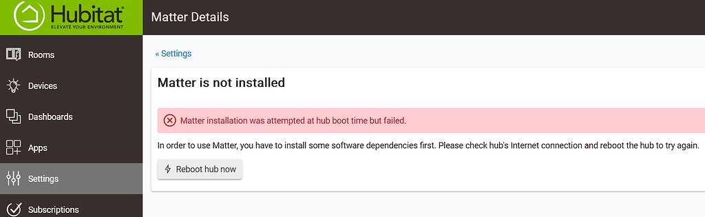 C7 Update to 2.3.8.117 - Matter install fails - 🛎️ Get Help - Hubitat