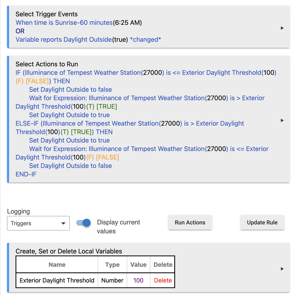Efficient Rule for Checking Illuminance - 📐 Rule Machine® - Hubitat