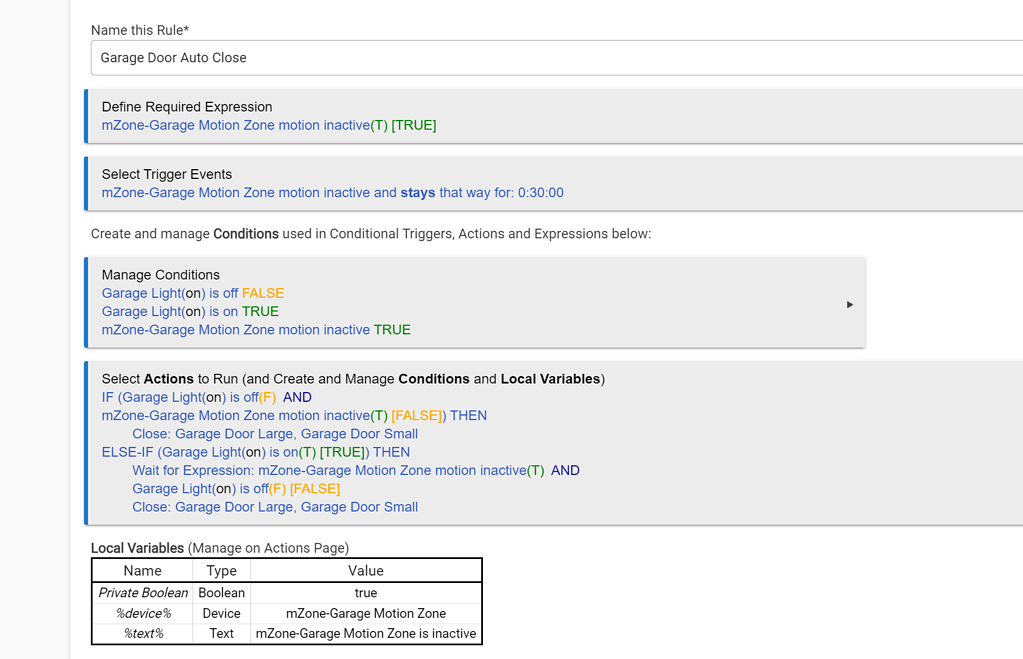 Garage Motion Rule with Required Expression - 📐 Rule Machine® - Hubitat