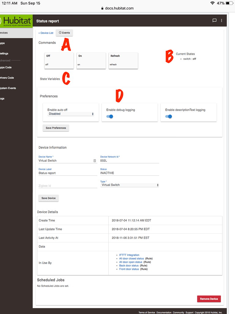 Configure button in devices - Devices - Hubitat