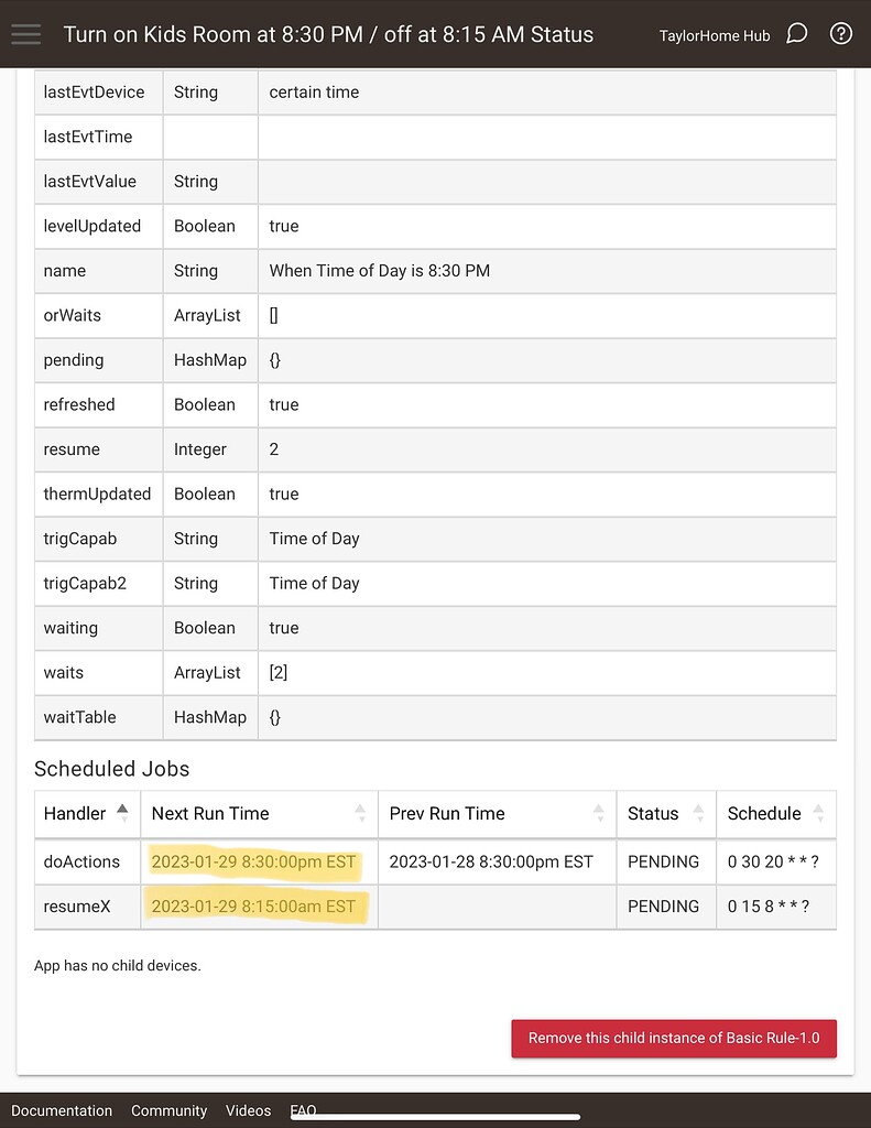 Bug in Basic Rules? (Action)(wait next day)(action) - Apps - Hubitat