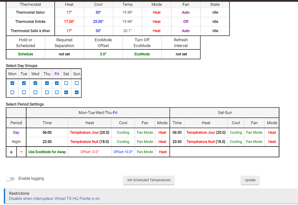 Thermostat Scheduler Away mode issue when activating schedule - Built-in Apps - Hubitat