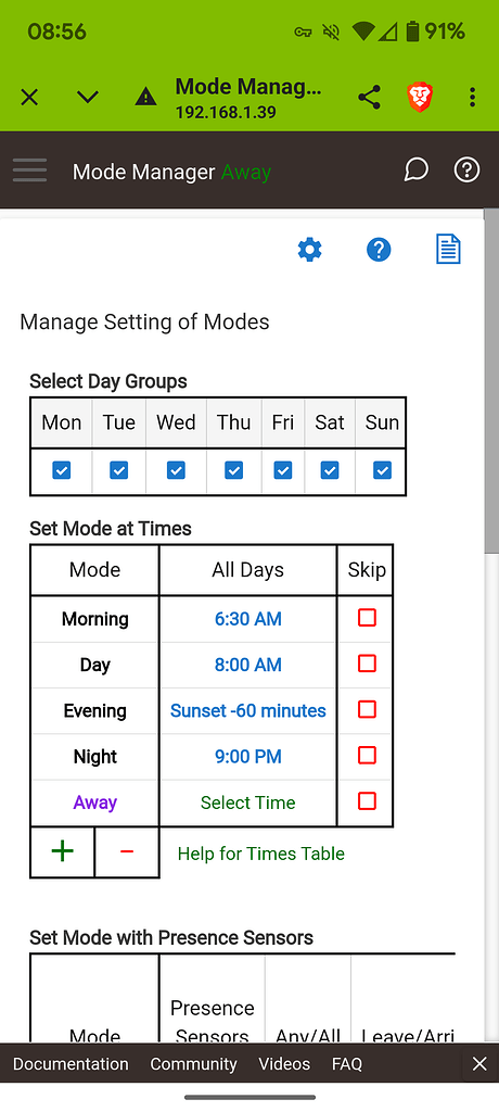 Away mode not returning - 🛎️ Get Help - Hubitat