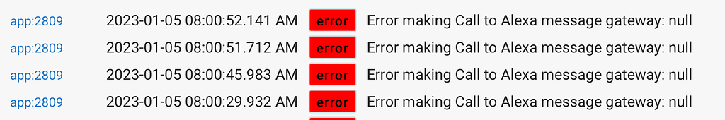 Error making Call to Alexa message gateway: null - Integrations - Hubitat