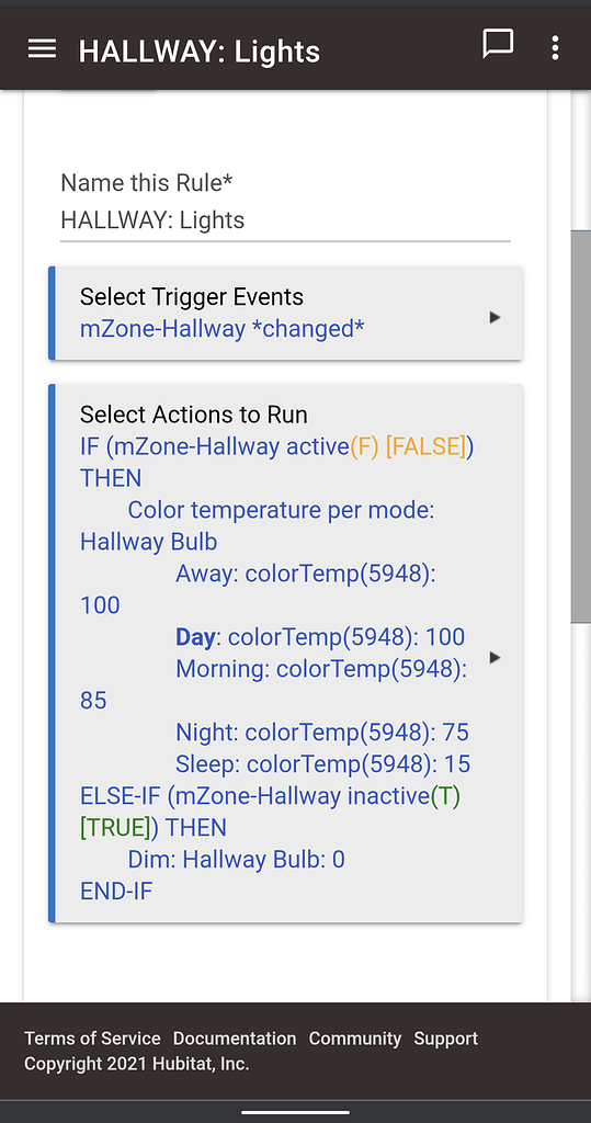 Rule: "Set color temperature and level per mode" not setting level - 🛎️ Get Help - Hubitat