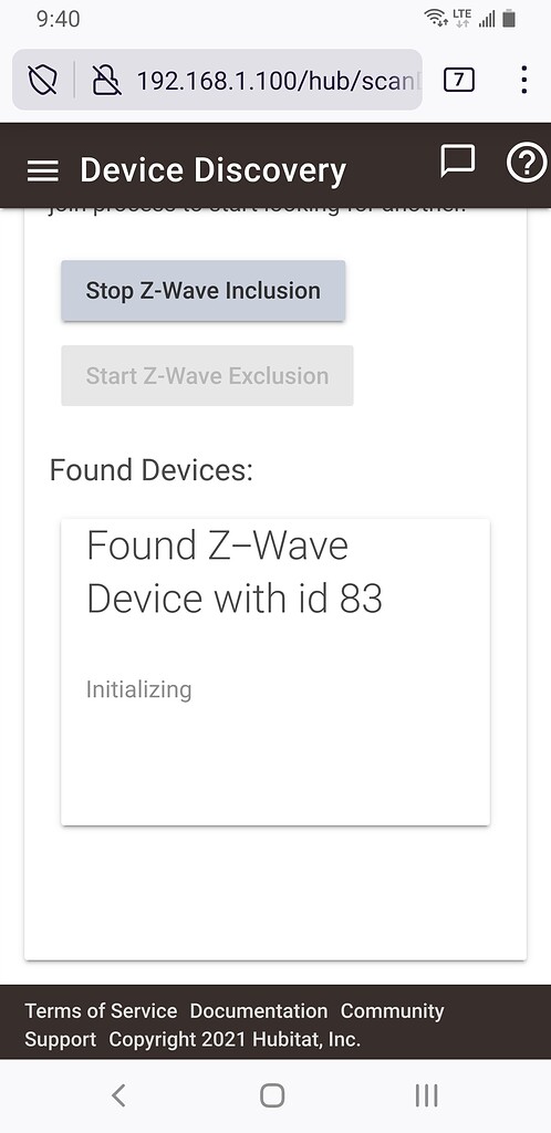 Found Z-Wave Device - Initializing > Hang - 🛎️ Get Help - Hubitat
