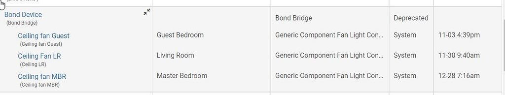Just Noticed on the Devices page the Bond Device shows Deprecated ...