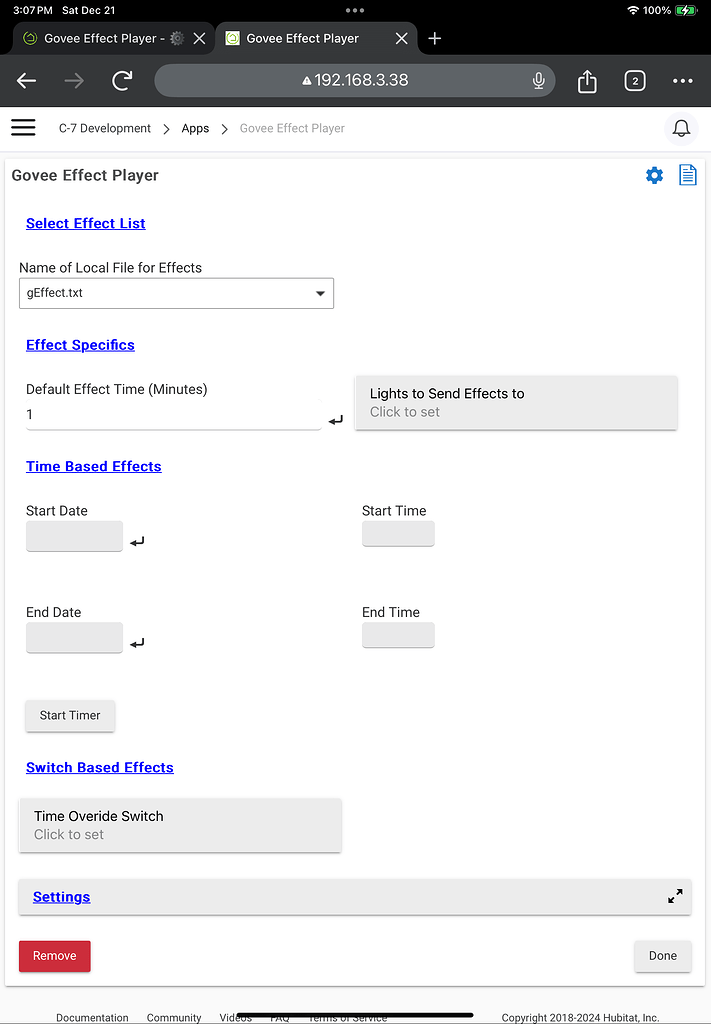 Govee Effect Player - Custom Apps - Hubitat