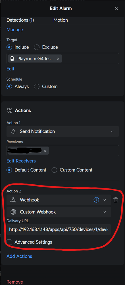 Questions - Unifi Protect Alarm Manager using Webhooks to control Hubitat devices - Integrations ...
