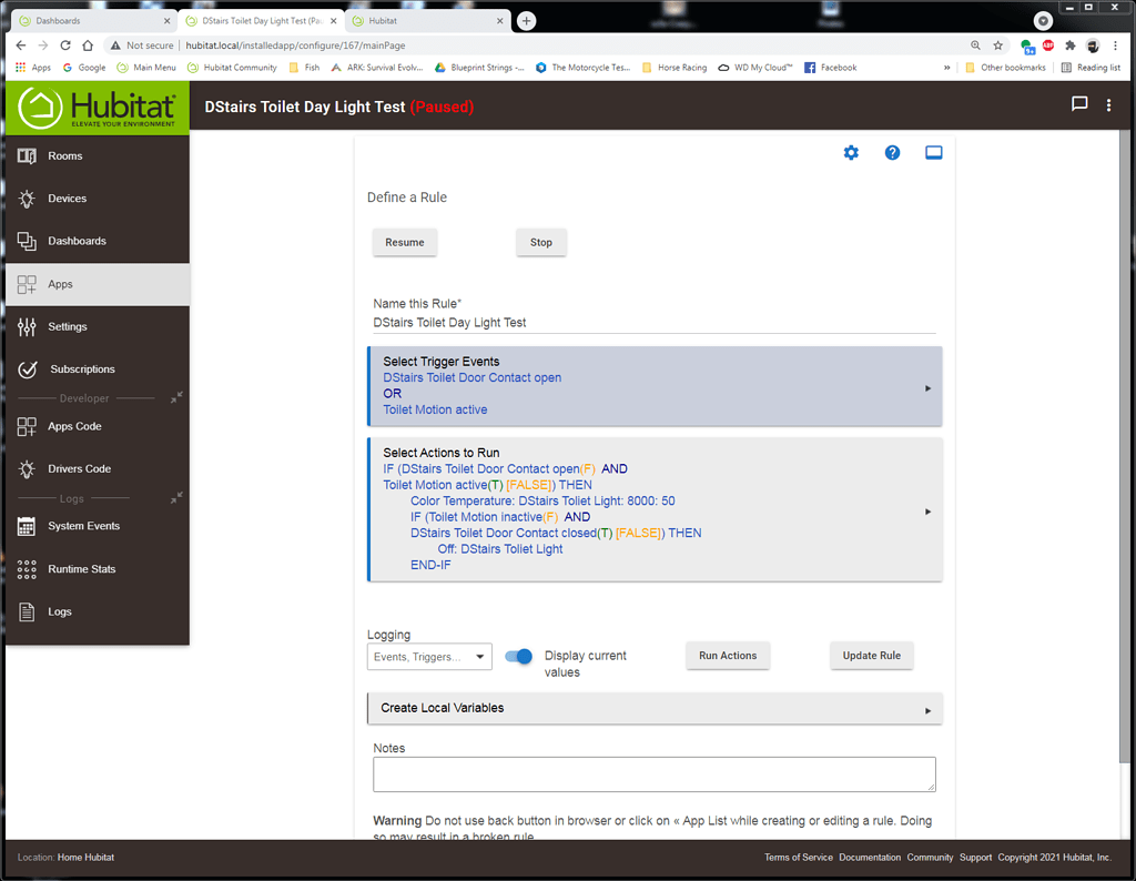 Help with a rule - Devices - Hubitat